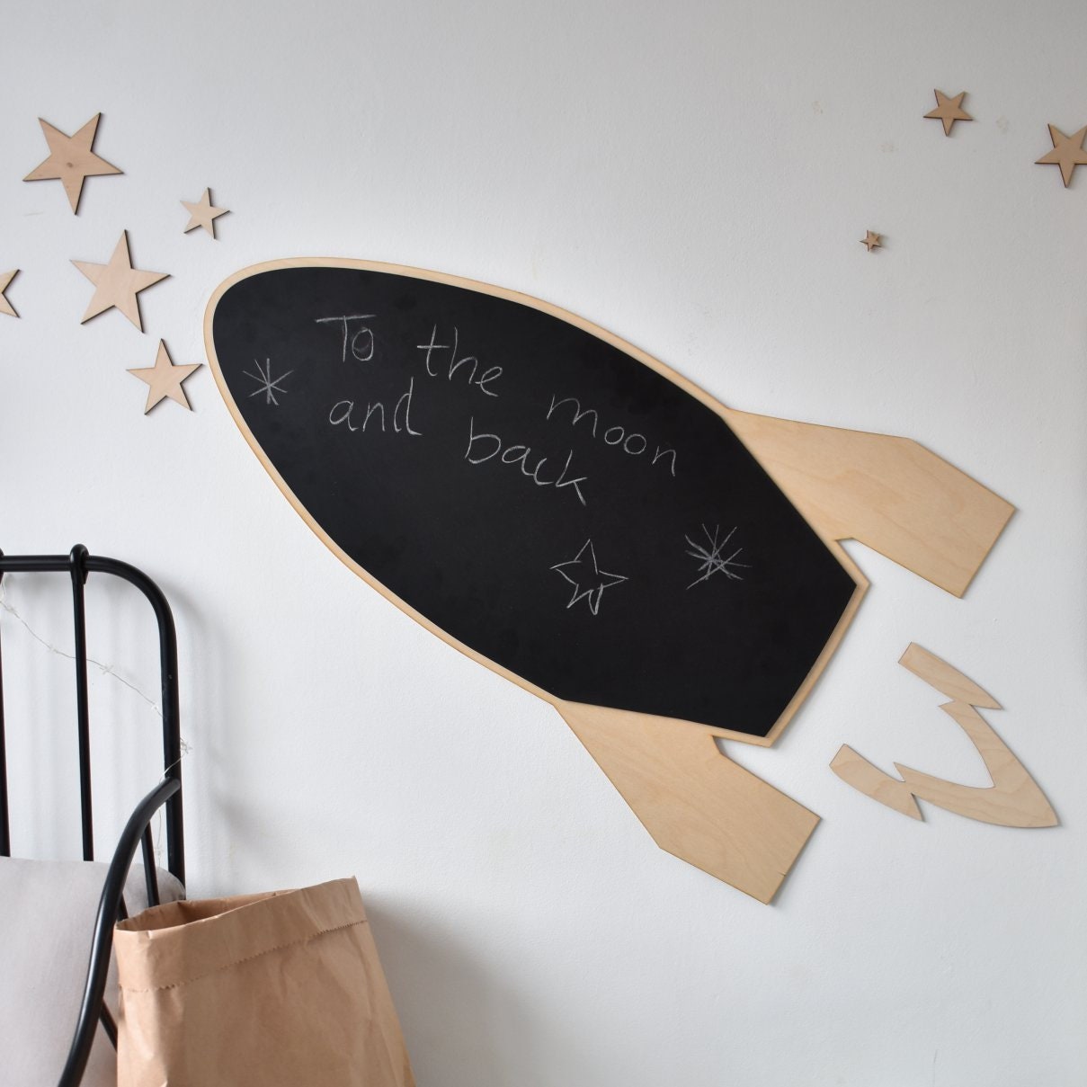 Rocket Wooden Chalk Board Plus Stars Blackboard Chalkboard - Etsy