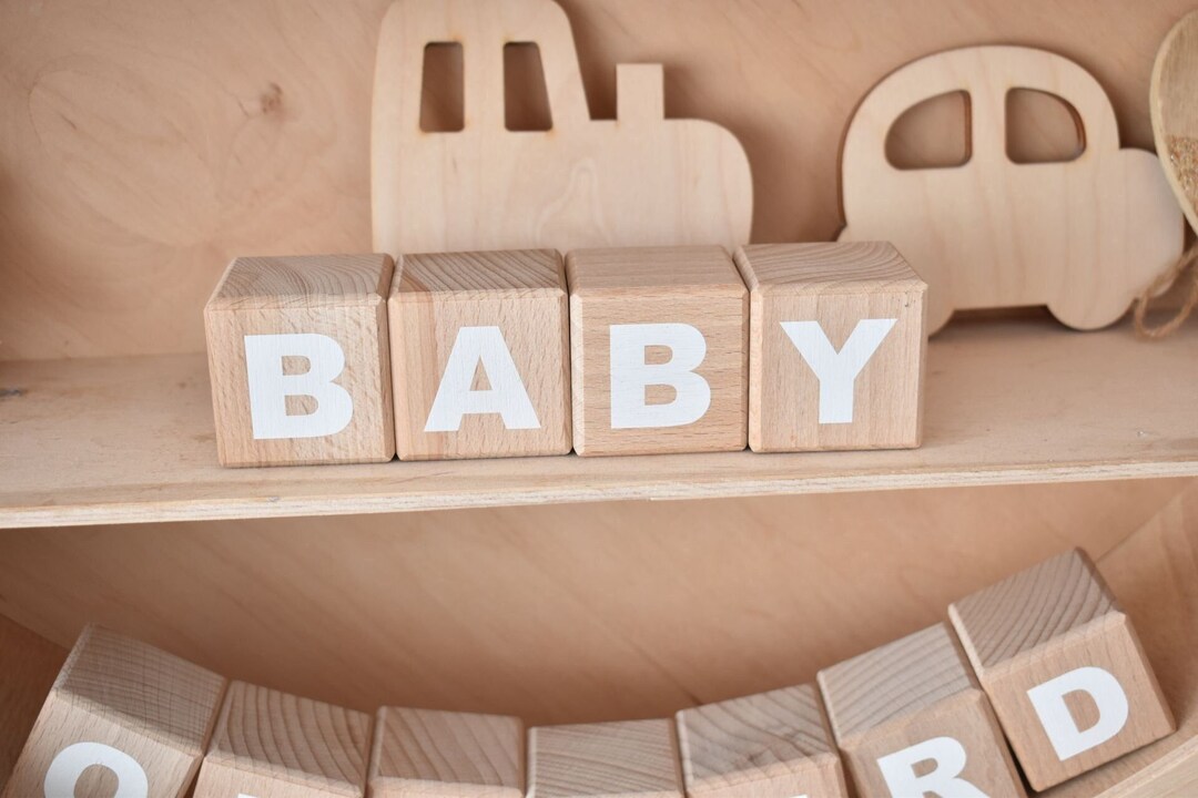 BABY Wooden Cubes Blocks Wood Decoration Wood Blocks - Etsy