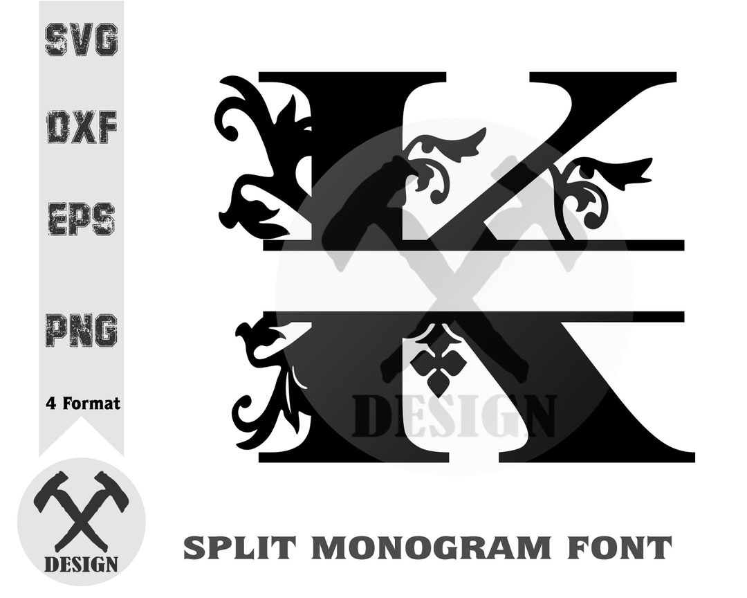 Split Monogram Svg, Split Letters SVG, Digital Laser Cut File for ...