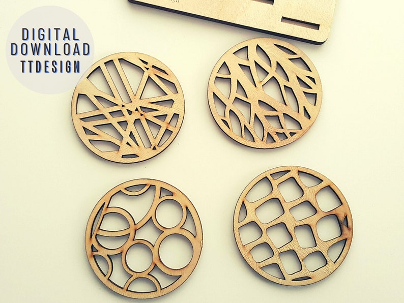 Geometric Coaster Vector File,set of 4 Different Coaster File,laser Cut ...