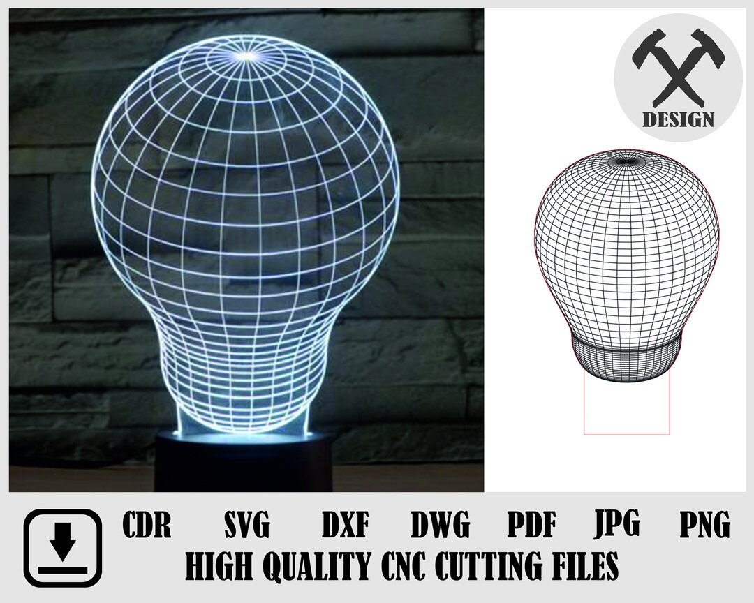 3D Led Lamp File,3d Bulb Laser File ,3d Vector Illusion Acrylic Lamp ...