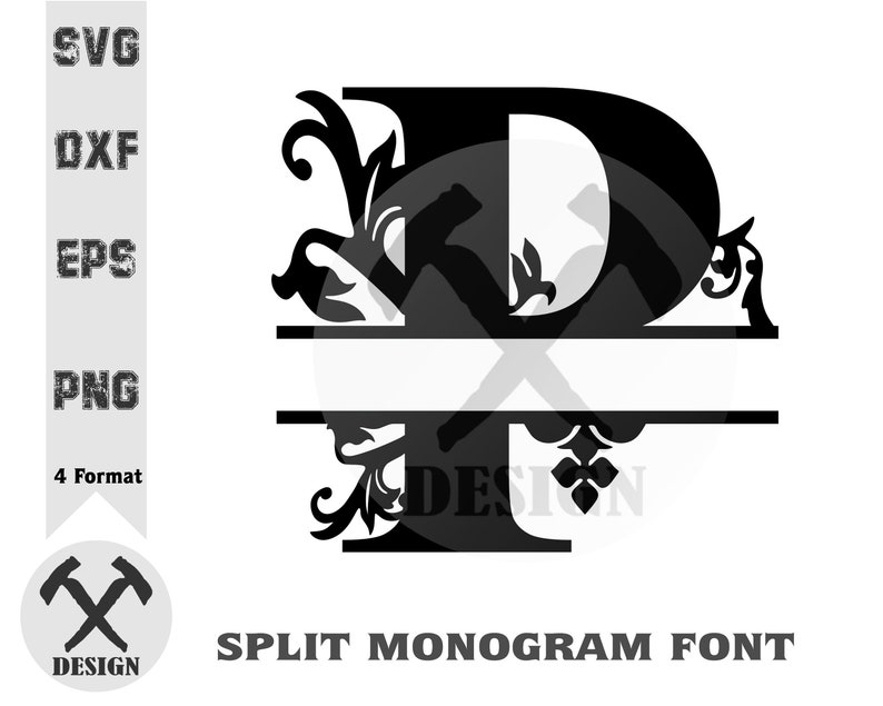 Split Monogram Svg, Split Letters SVG, Digital Laser Cut File for ...