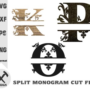 Split Monogram Svg Split Letters SVG Digital Laser Cut File | Etsy