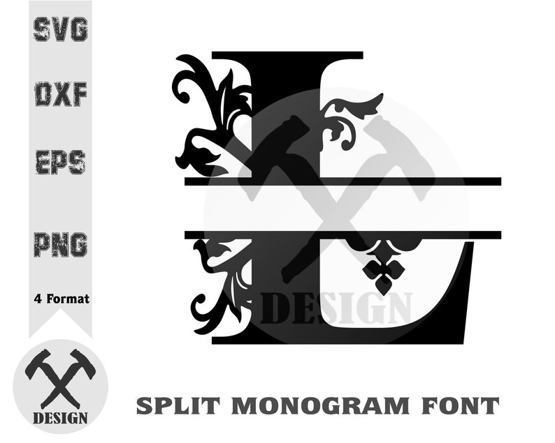 Split Monogram Svg, Split Letters SVG, Digital Laser Cut File for ...