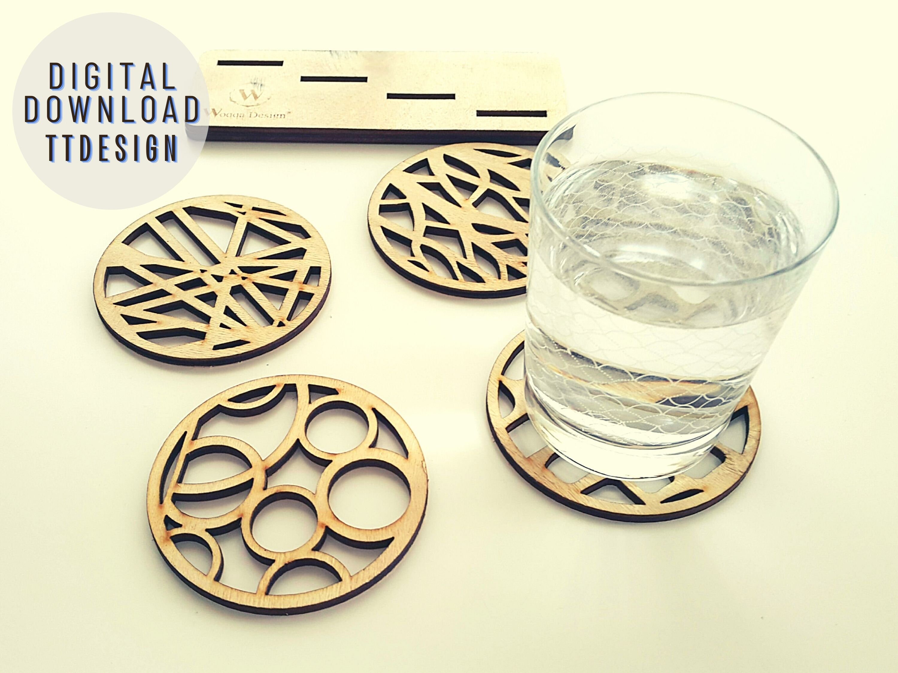 Geometric Coaster Vector File,set of 4 Different Coaster File,laser Cut ...