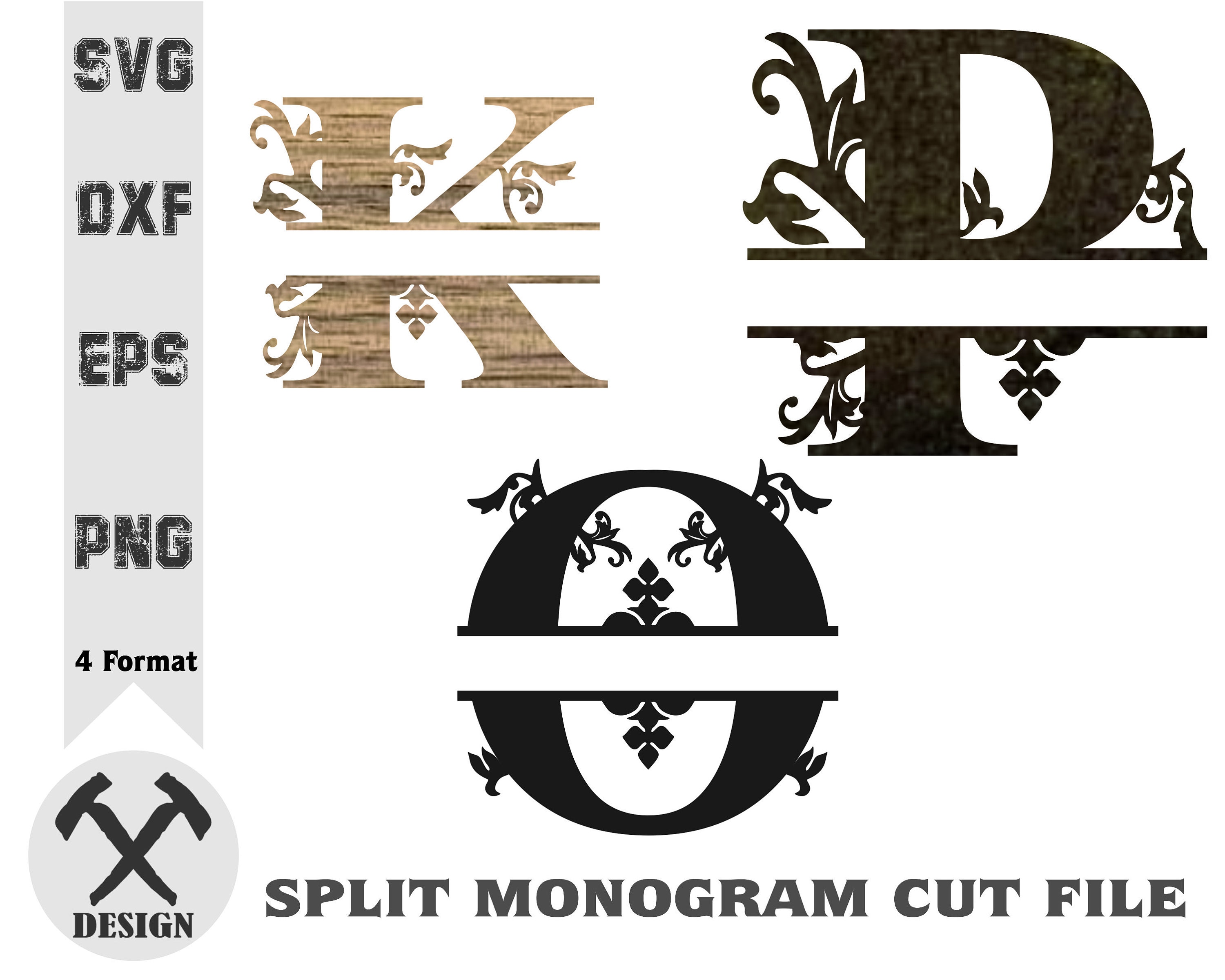 Split Monogram Svg, Split Letters SVG, Digital Laser Cut File for ...