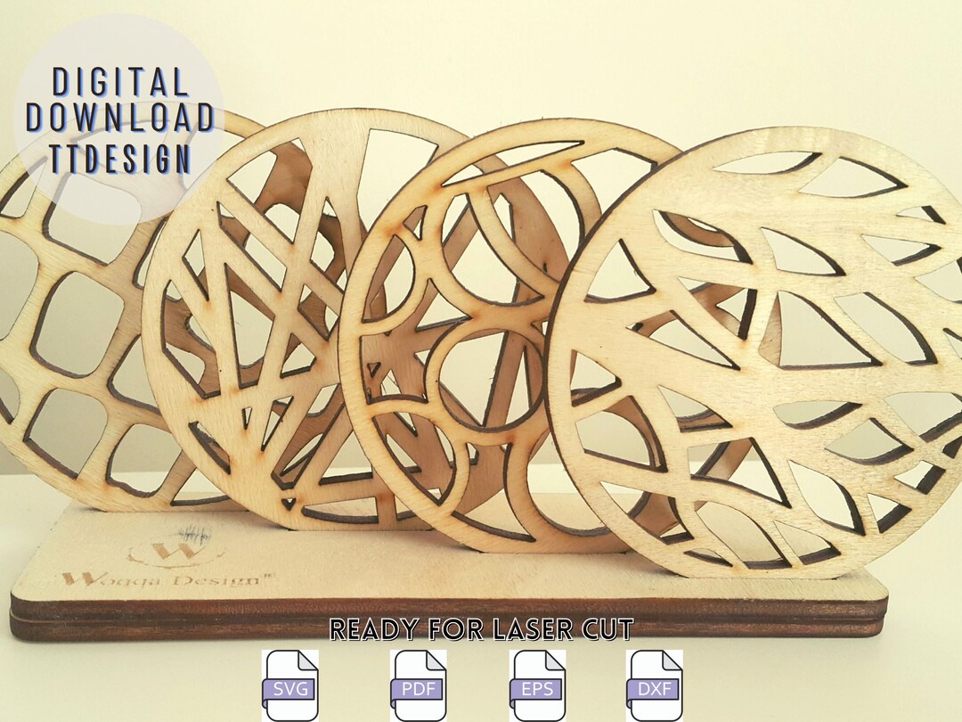 Geometric Coaster Vector File,set of 4 Different Coaster File,laser Cut ...