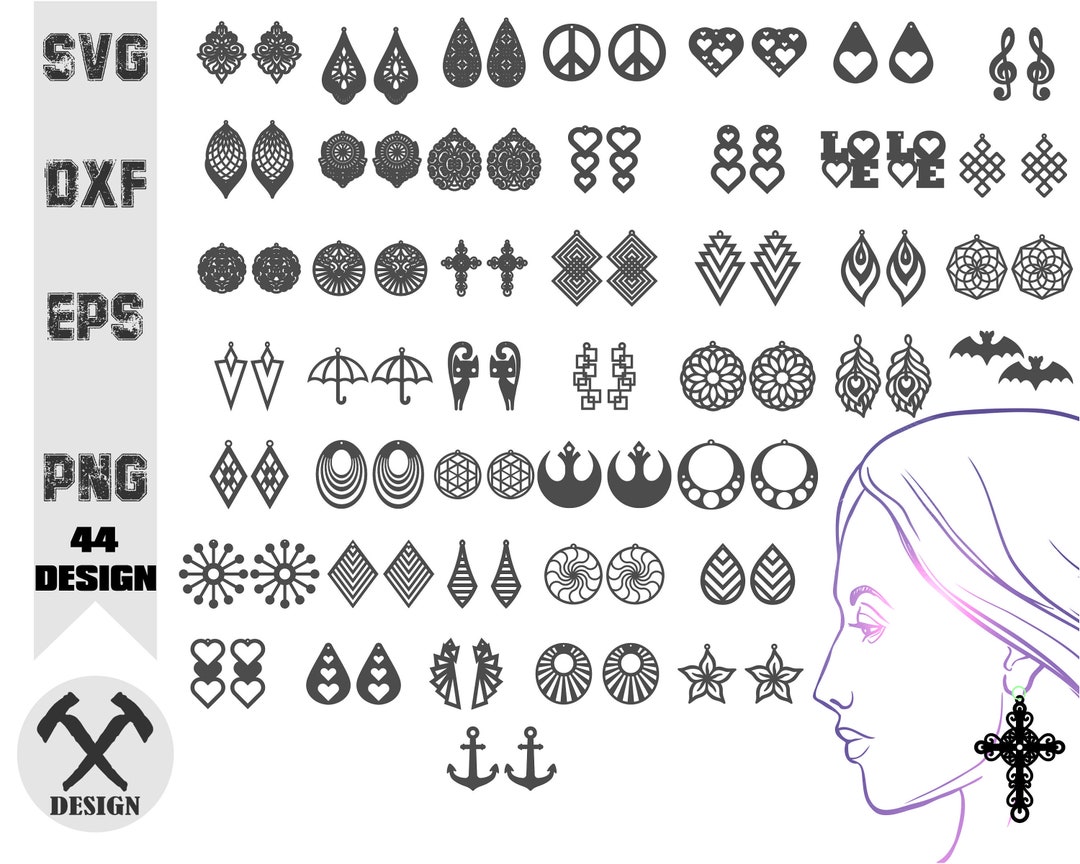 Earrings SVG Bundle, Earring Svg, Earring Cut File, Leather Earrings ...