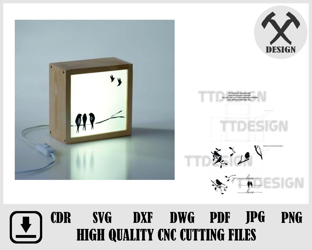 Light Bird Wood Box Pattern for Cnc Laser Cutting Templates Laser Cut ...