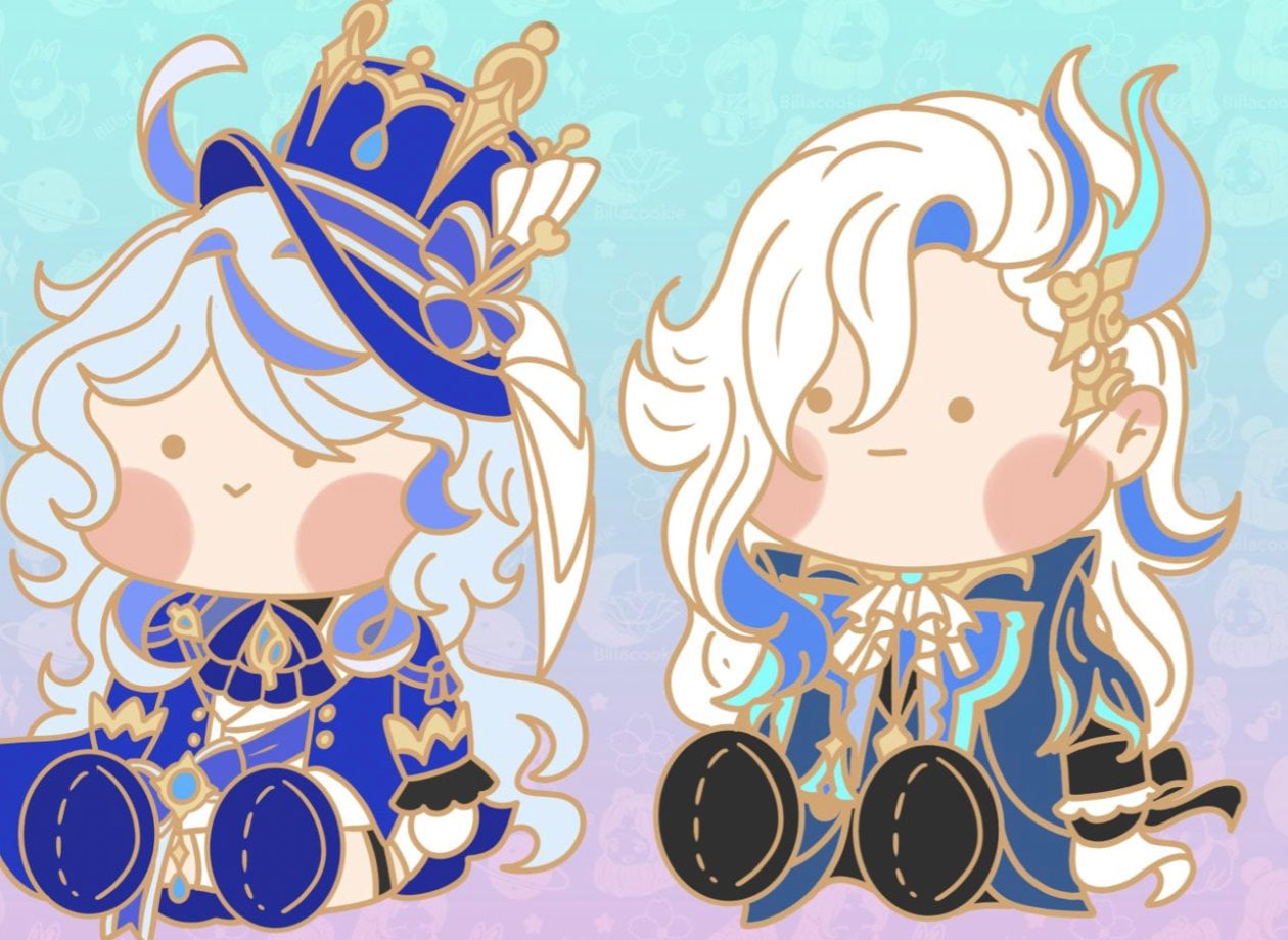 Furina and Neuvillete Enamel Pins Genshin Impact Fontaine Pre Order - Etsy