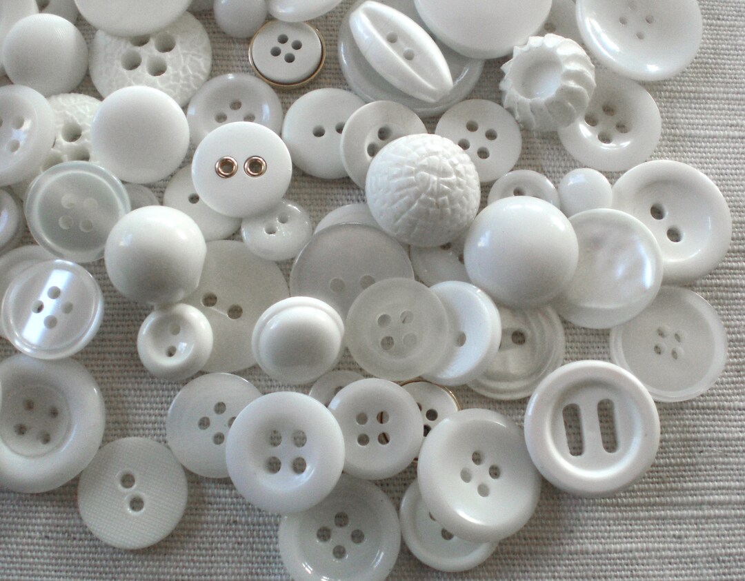 100 botones vintage brillantes botones blancos colección de botones ...