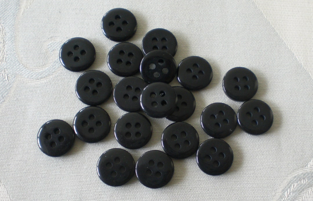 28 Small Plastic Buttons Black Buttons 11 Mm Hole Buttons - Etsy