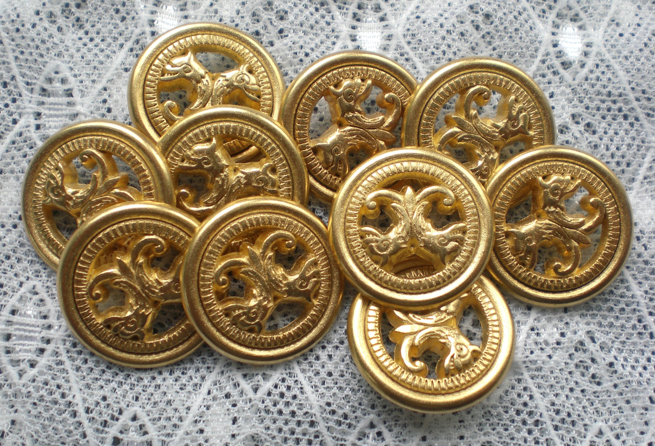 10 Massive Metal Buttons Shank Buttons Vintage Buttons Motif Buttons 22 ...