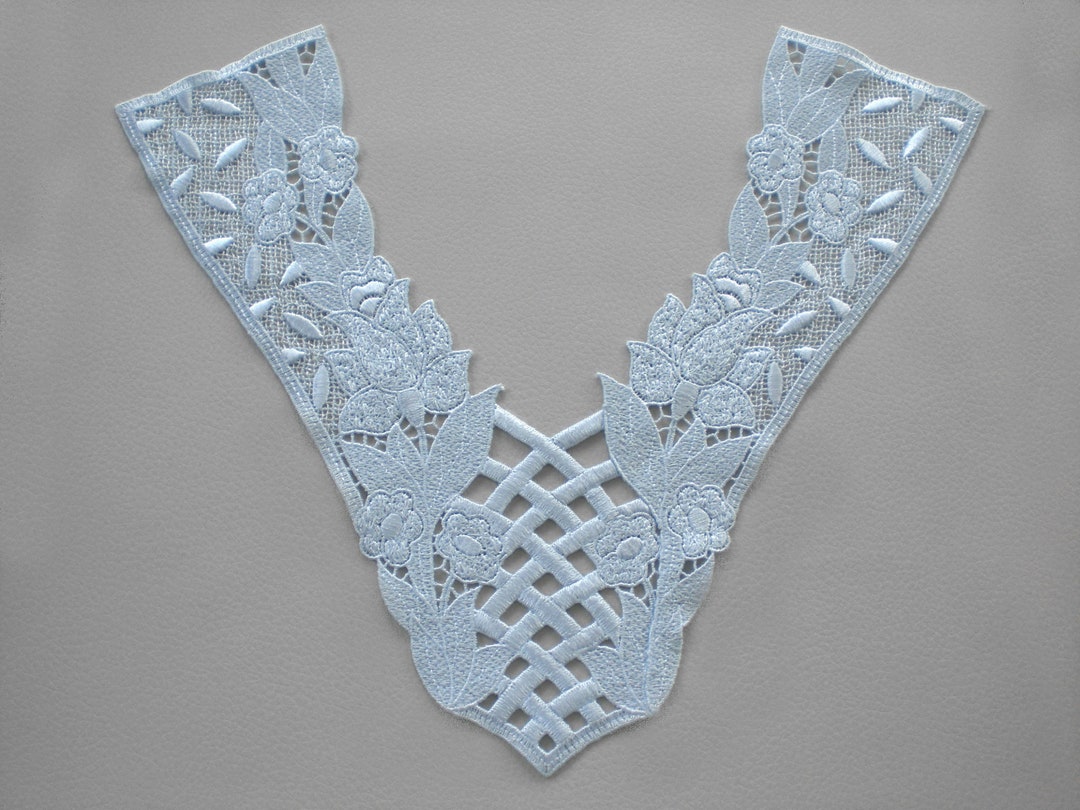 Light Blue Lace Insert Lace Neckline Application Lace Application ...