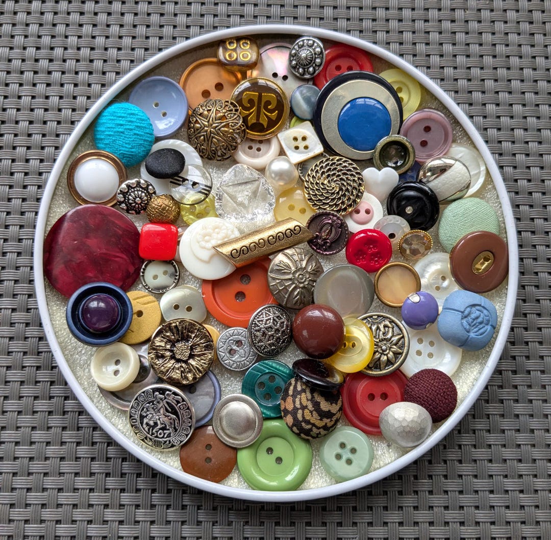 80 Vintage Buttons, Button Collection, Glass Buttons, Button Mix ...