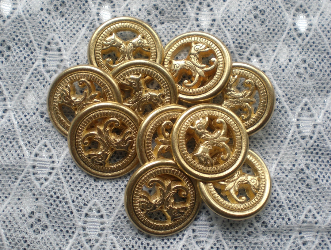 10 Massive Metal Buttons Shank Buttons Vintage Buttons Motif Buttons 22 ...