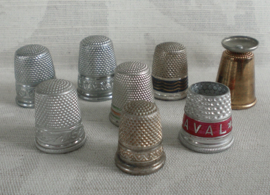 Thimbles Set Convolute Sewing Accessories Case Collector's Item Metal ...