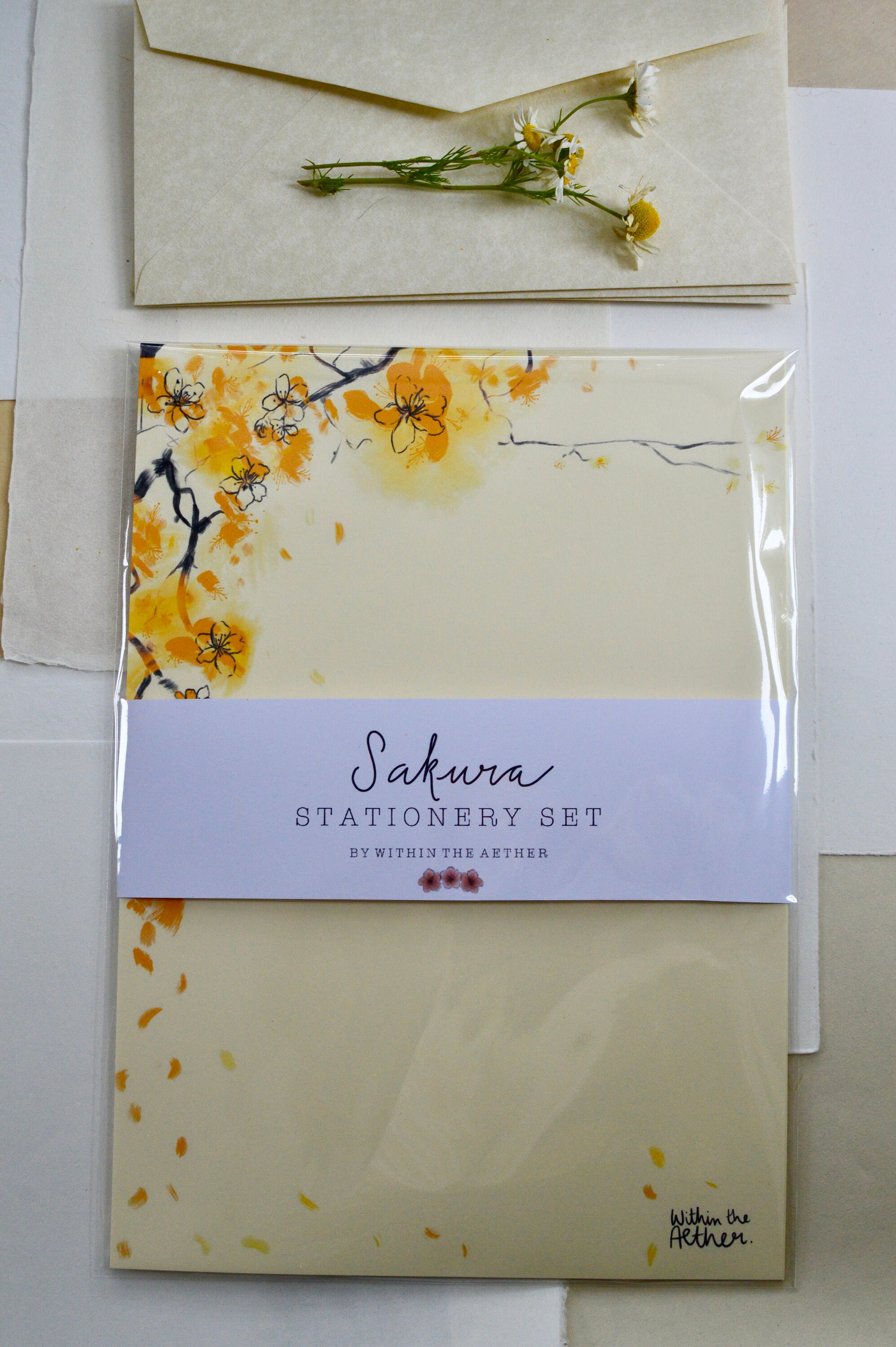 Yellow Sakura Stationery Set Luxury Writing Set Letter - Etsy