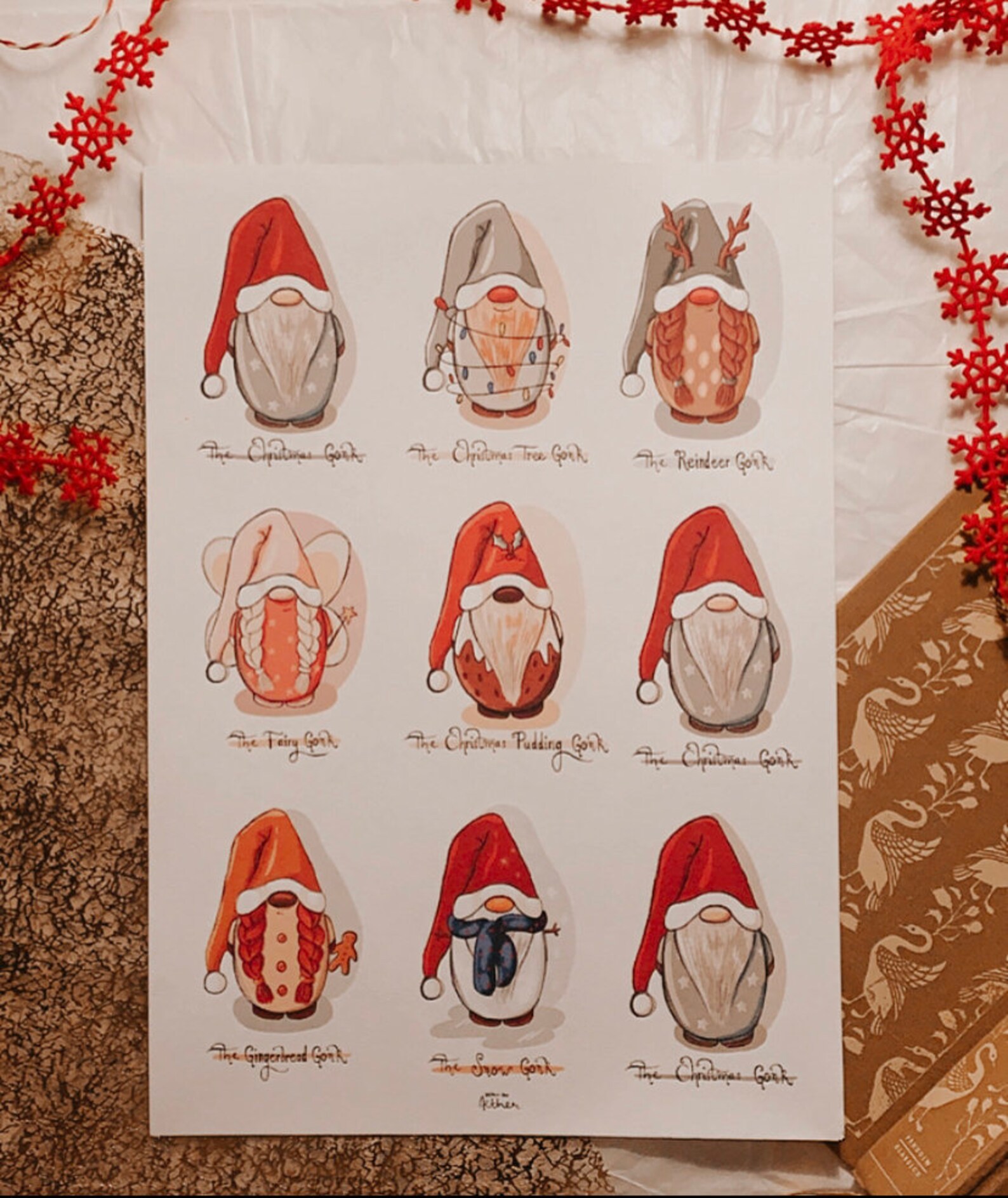 A Gonk Family Christmas A4 Art Print Unique Festive Cute Digital ...