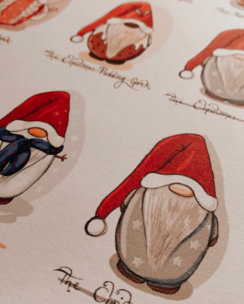 A Gonk Family Christmas A4 Art Print Unique Festive Cute Digital ...