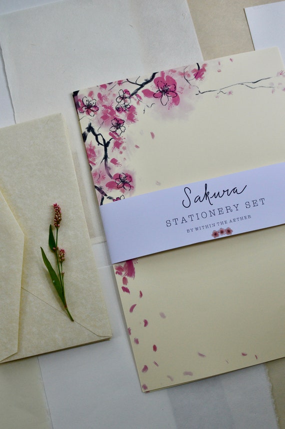 Pink Sakura Stationery Set Luxury Letter Writing Set - Etsy
