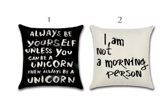 18'' Fun Text Cushion Cover Unicorn Cushion Black | Etsy
