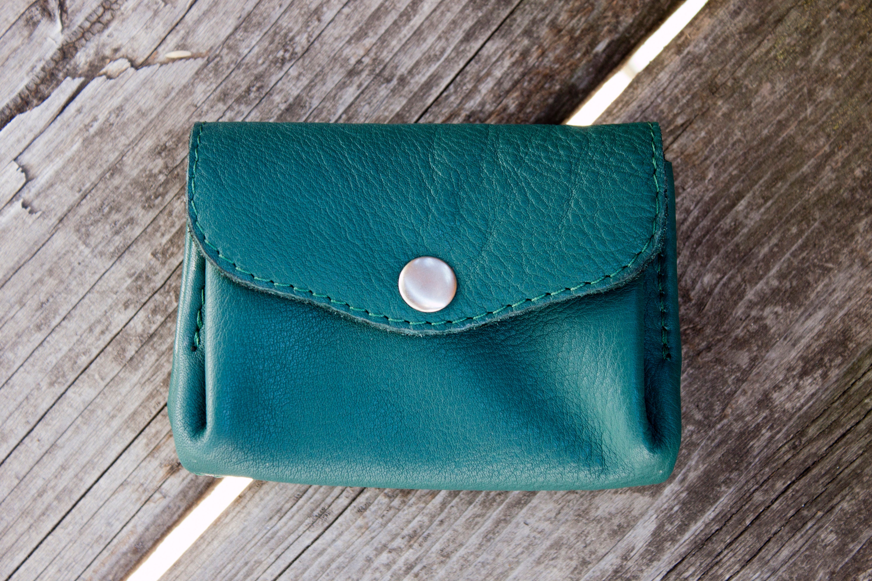 Kleiner Geldbeutel mit 3 Fächern, Etui für Geldkarten, Leder, handmade ...