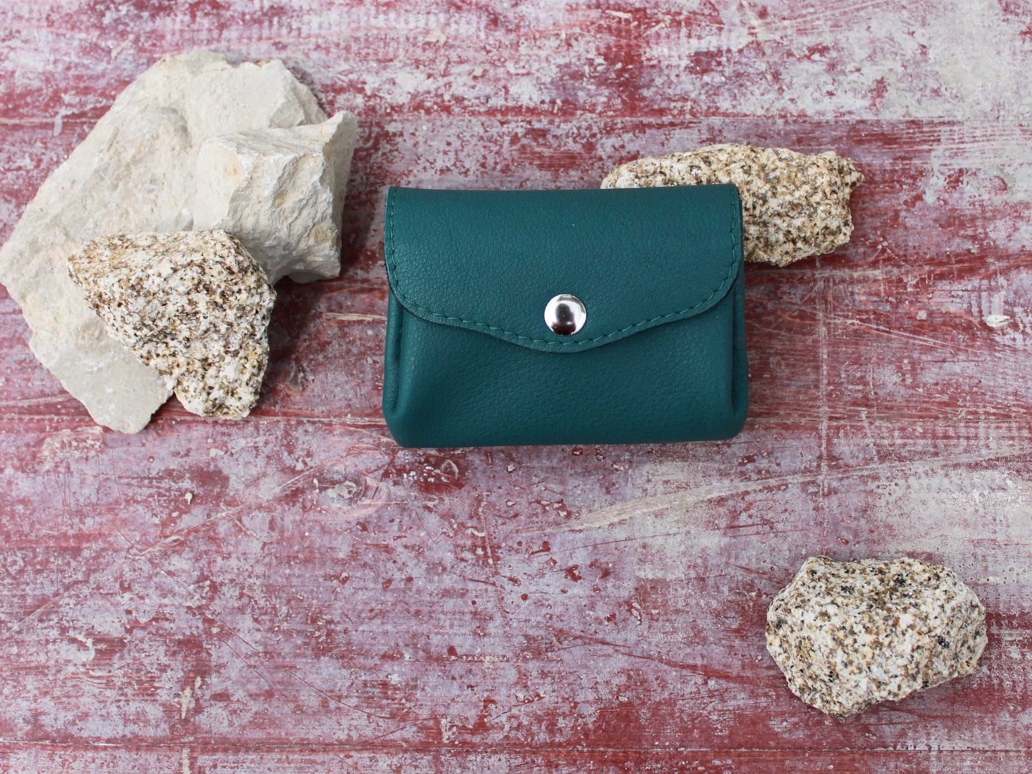 Kleiner Geldbeutel mit 3 Fächer, Etui für Geldkarten, Leder, handmade ...