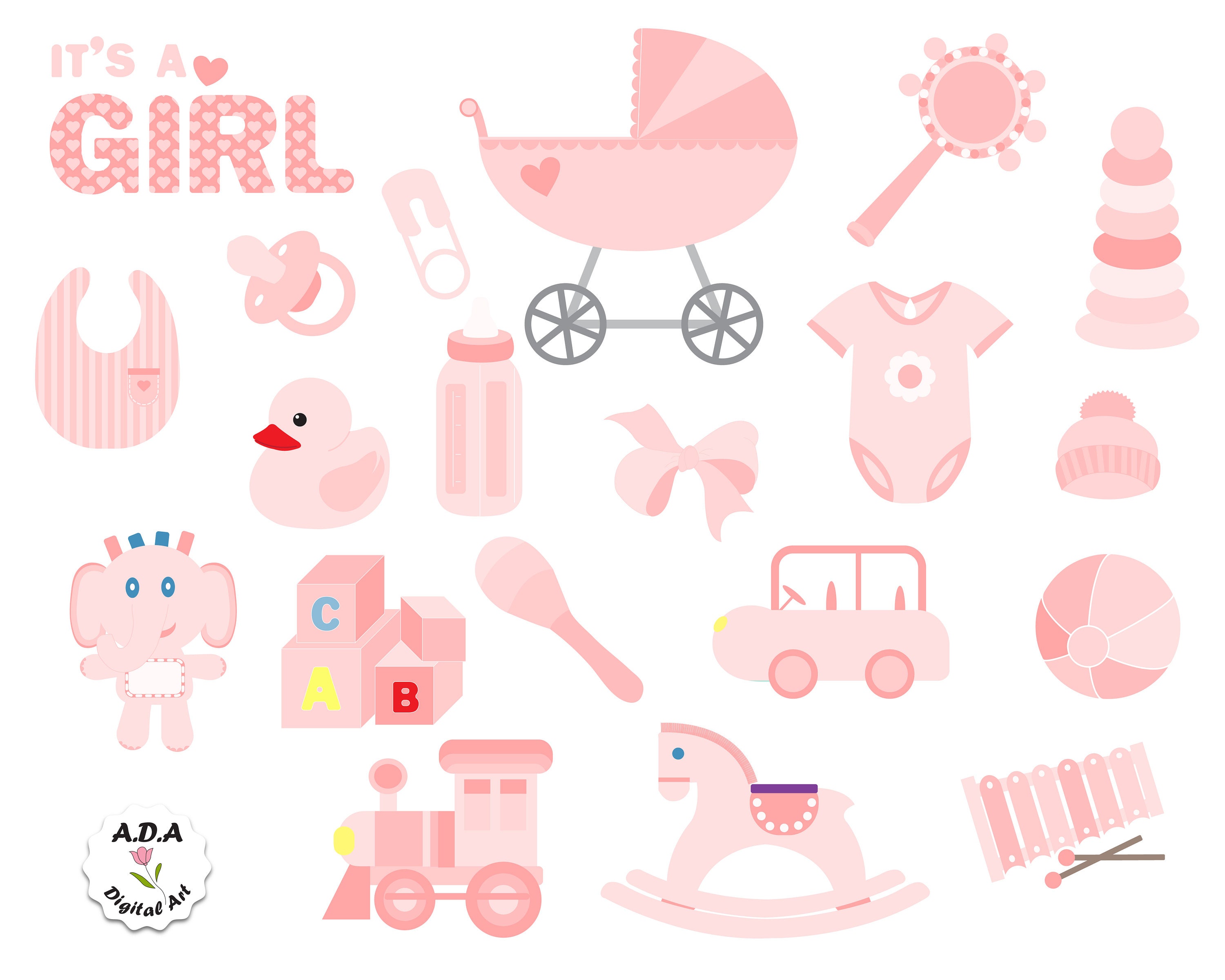 Pink Baby Shower Clip Art Baby Pink Border Stock Illustrations