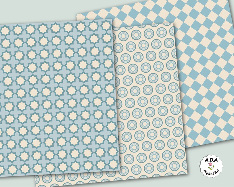 Retro Blue Paper, Blue Vintage Background, Retro Blue Scrapbook Paper ...