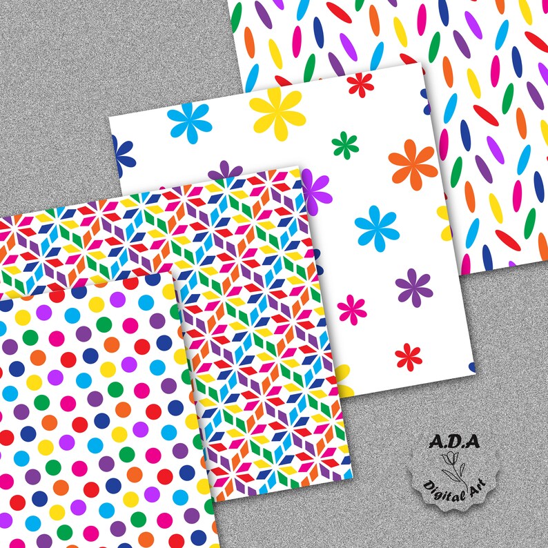 Colorful Rainbow Party Digital Paper Pack, Party Decoration, Rainbow ...