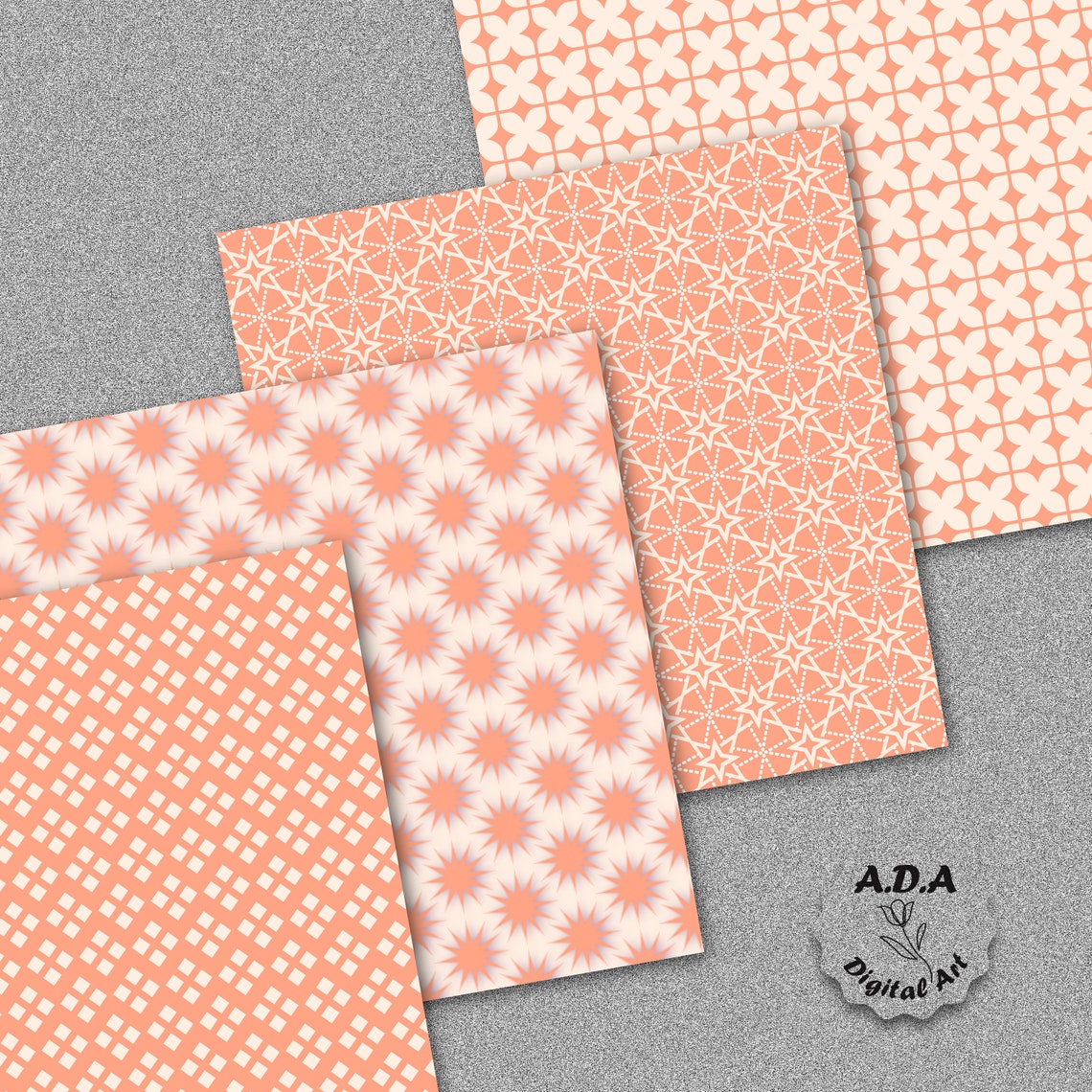 Peach and Cream Printable Digital Paper Pack, Peach and Cream Patterns ...