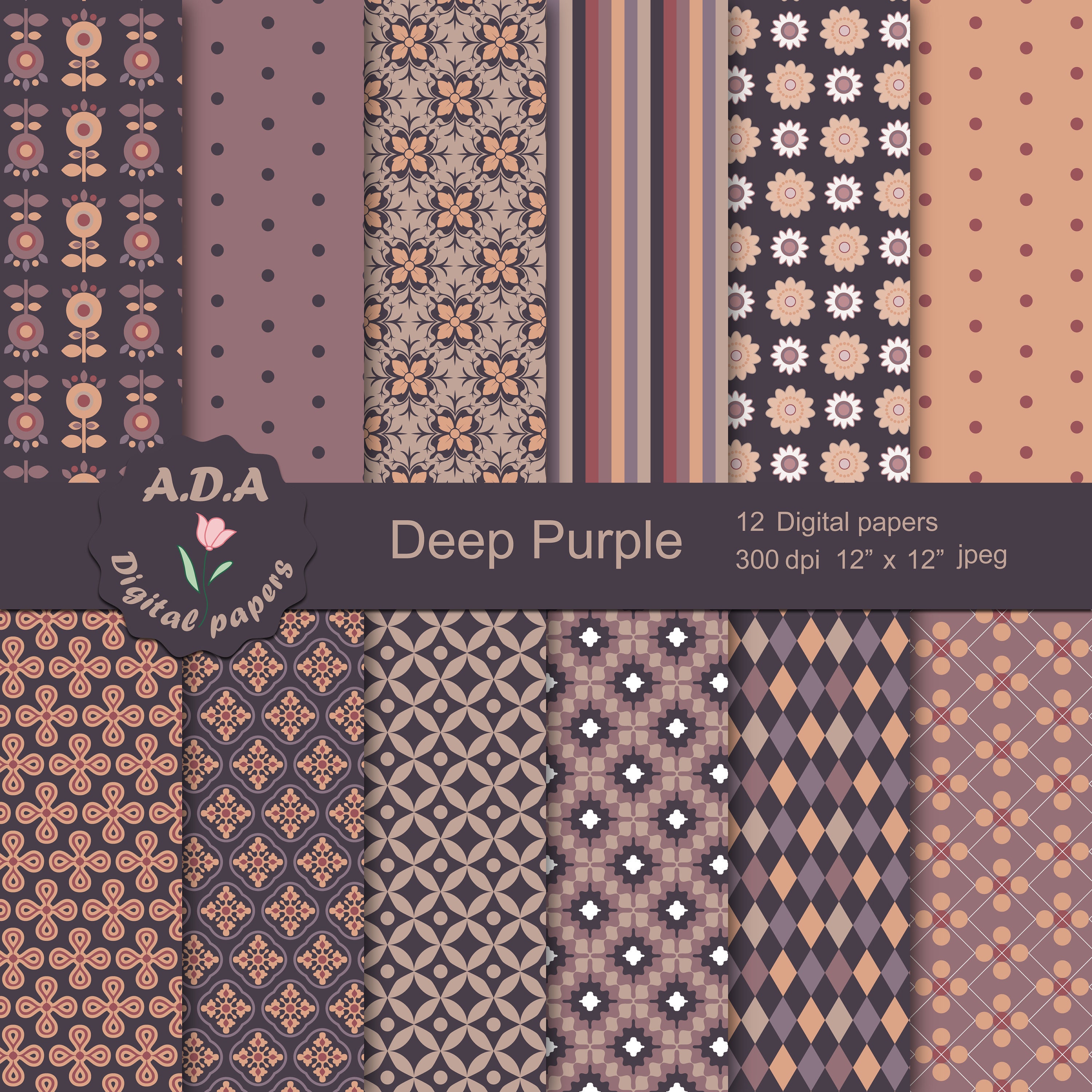 Deep Purple Paper Pack, Purple Background, Purple Scrapbooking ...