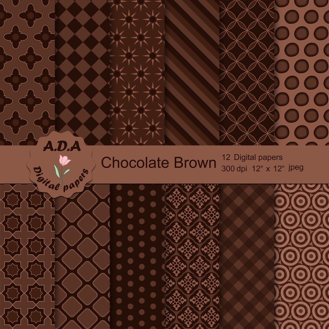 Brown Digital Paper Pack, Dark Brown Scrapbooking Paper, Brown ...