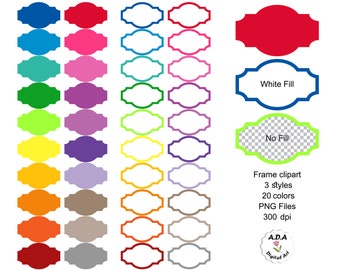 Frame Label Clipart Scrapbook Frame Clip Art Bright Colored | Etsy