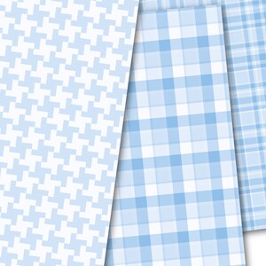 Light Blue Plaid Digital Paper Pack, Baby Blue Plaid Background ...