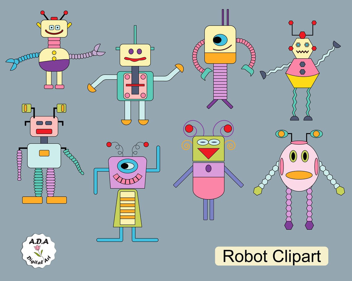 Robot Clipart, Cute Robot Clip Art, Robot Clip Art, Colored Robot Clip ...