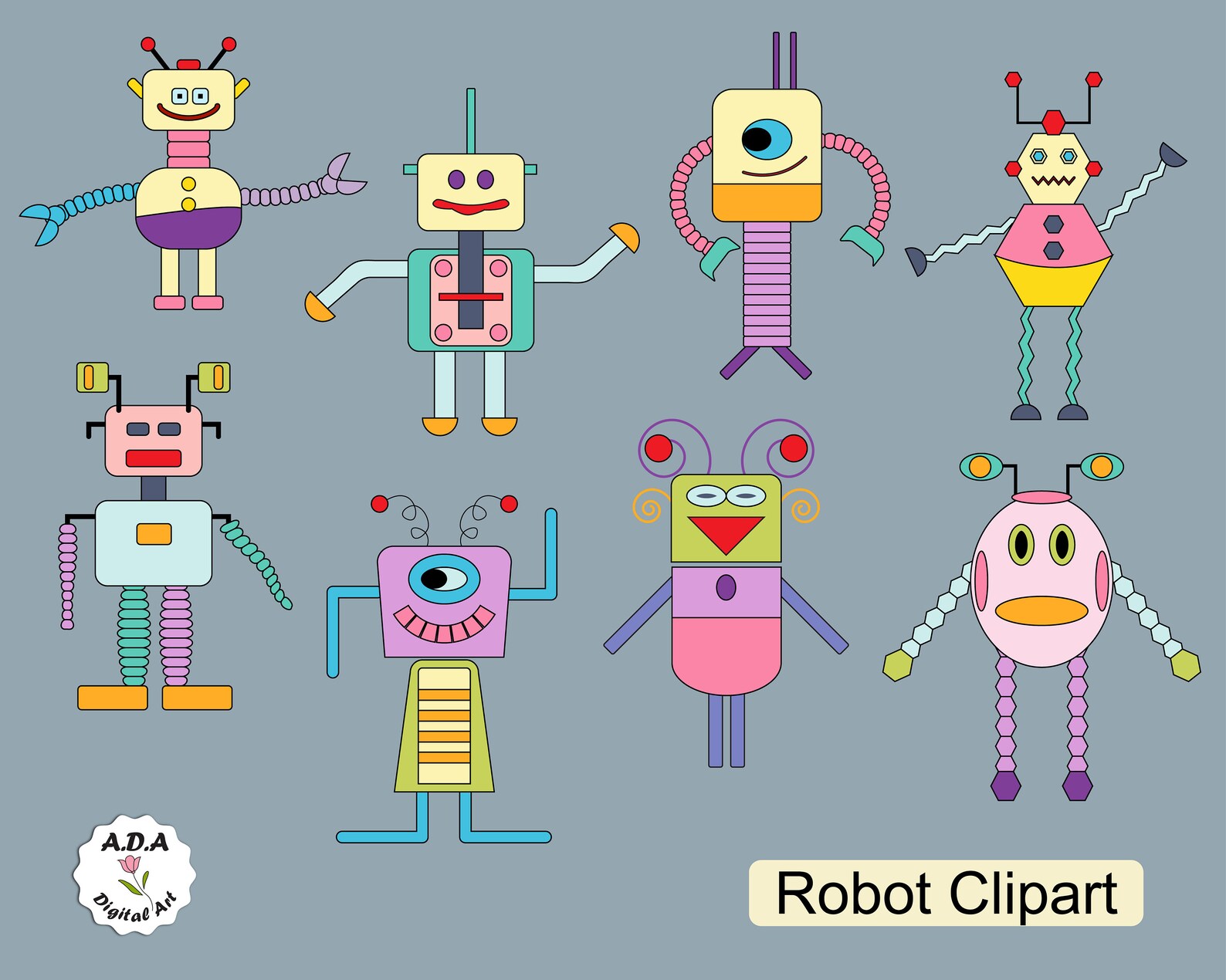 Robot Clipart, Cute Robot Clip Art, Robot Clip Art, Colored Robot Clip ...