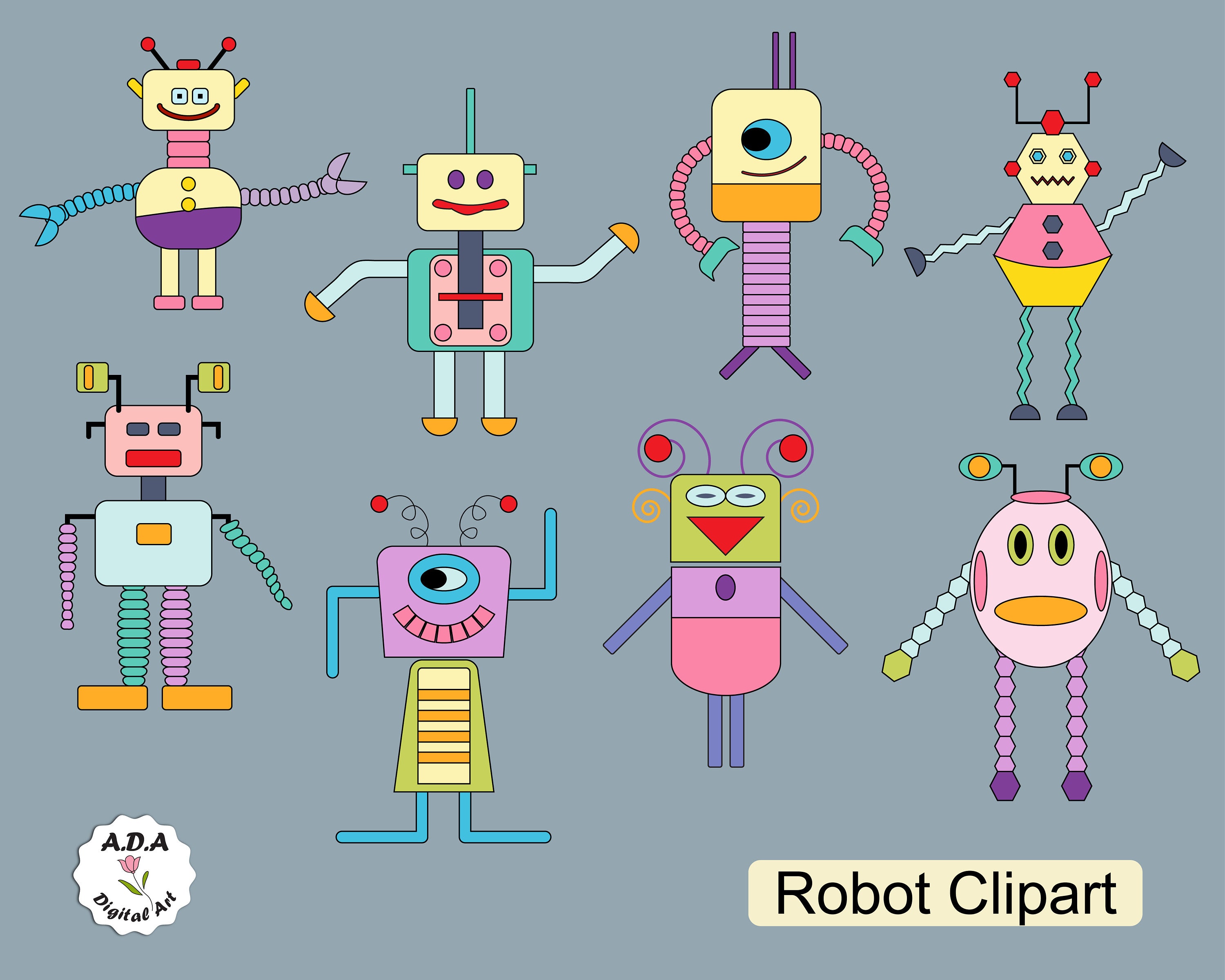 Robot Clipart, Cute Robot Clip Art, Robot Clip Art, Colored Robot Clip ...
