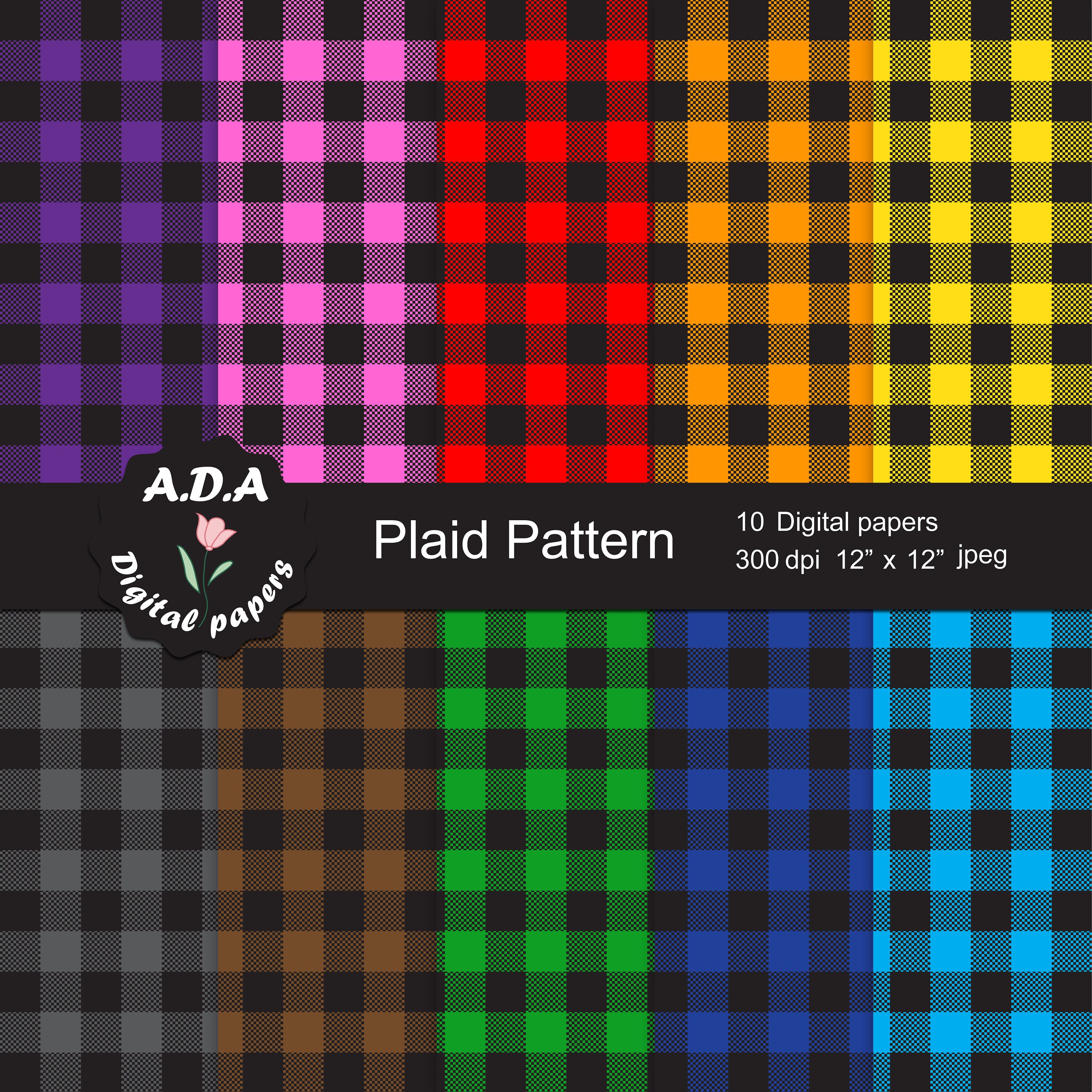 Plaid Pattern, Printable Digital Paper, Lumberjack Pattern, Plaid ...