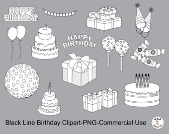 Black and Gold Birthday Clip Art Images Confetti Clip Art - Etsy