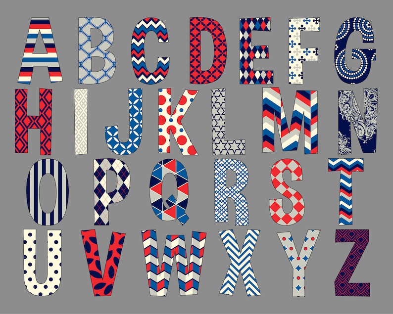 Alphabet Clipart, Blue and Red Alphabet Letters Clip Art, Blue Red ...