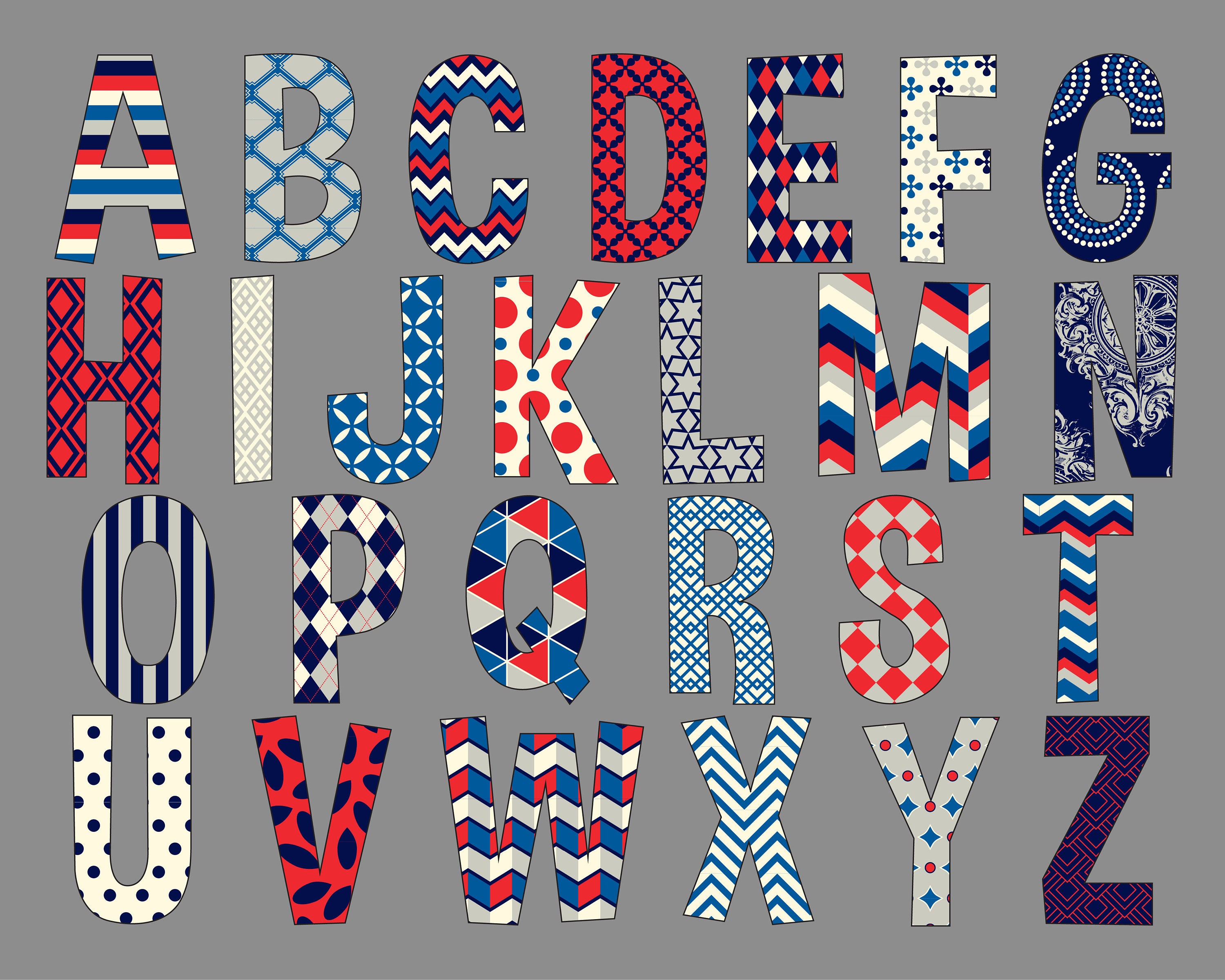 Alphabet Clipart, Blue and Red Alphabet Letters Clip Art, Blue Red ...