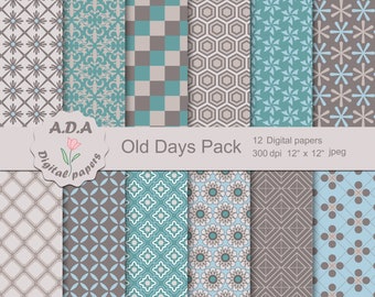 Brown and Blue Digital Paper Scrapbook Paper Background - Etsy