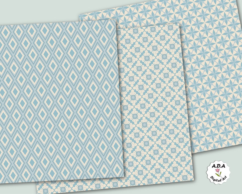 Retro Blue Paper, Blue Vintage Background, Retro Blue Scrapbook Paper ...