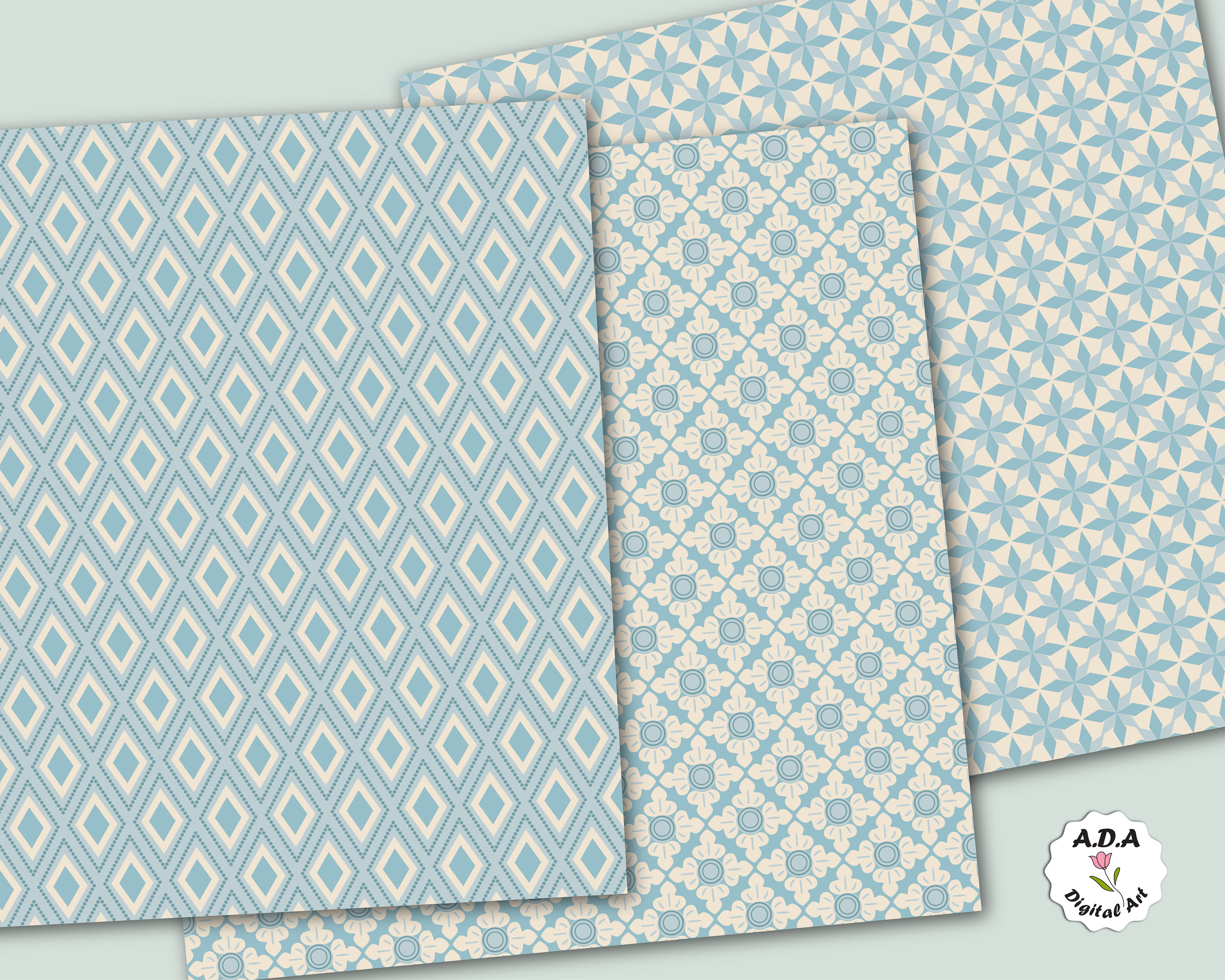 Retro Blue Paper, Blue Vintage Background, Retro Blue Scrapbook Paper ...