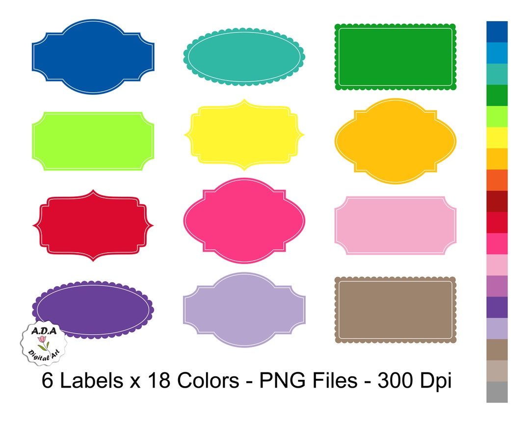 Printable Tags, Label Clip Art, Colored Labels Clipart, 108 Printable ...