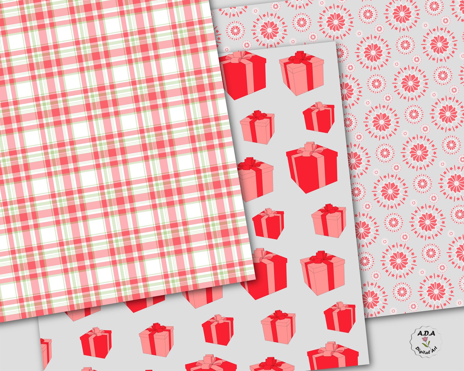 Christmas Paper Pack, Christmas Scrapbook Paper, Christmas Background ...
