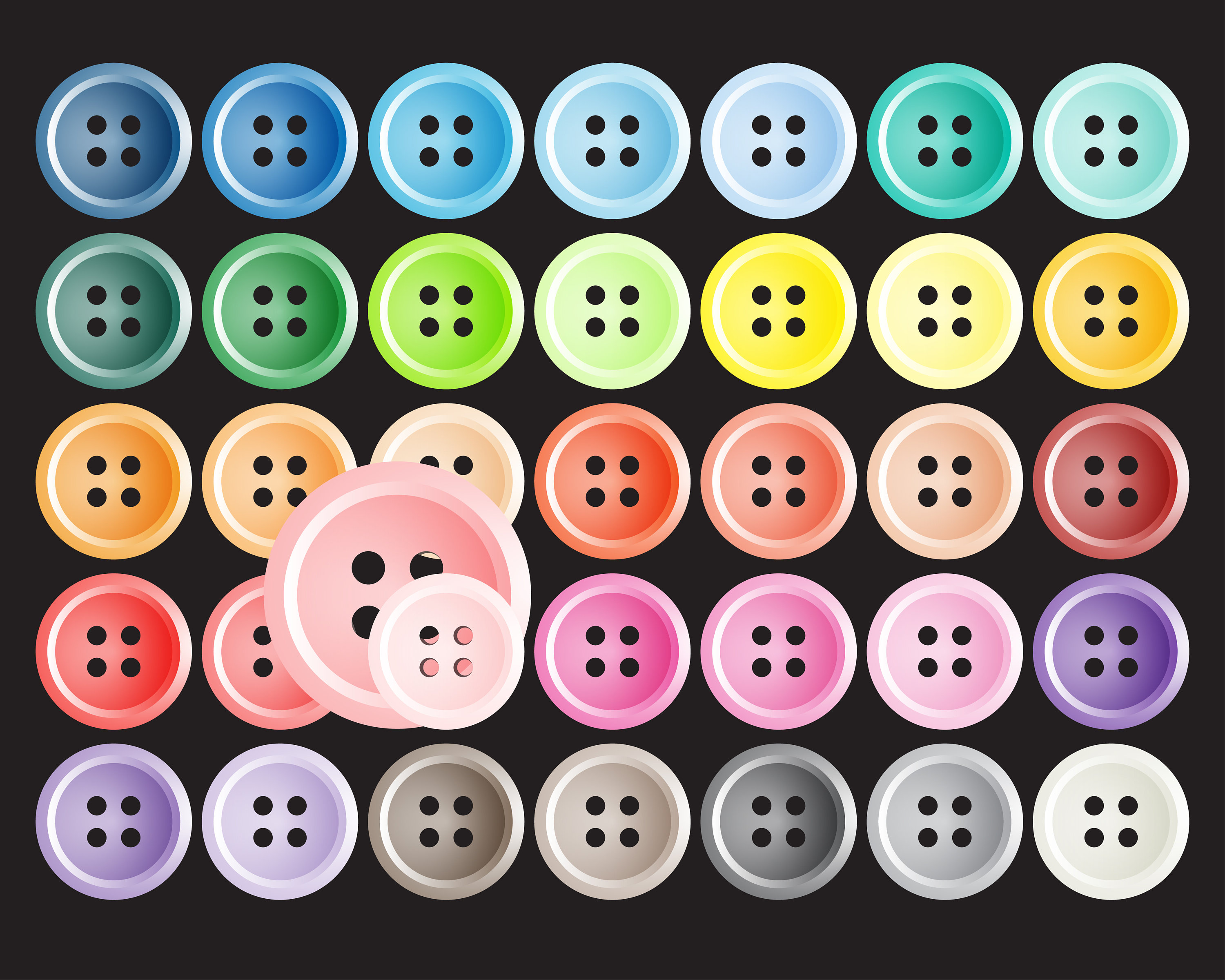 36 Button Clipart, Colorful Button Clip Art, Button Illustration ...