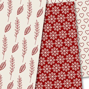 Dark Red Digital Paper, Red Floral Pattern, Red Scrapbook Paper, Dark ...